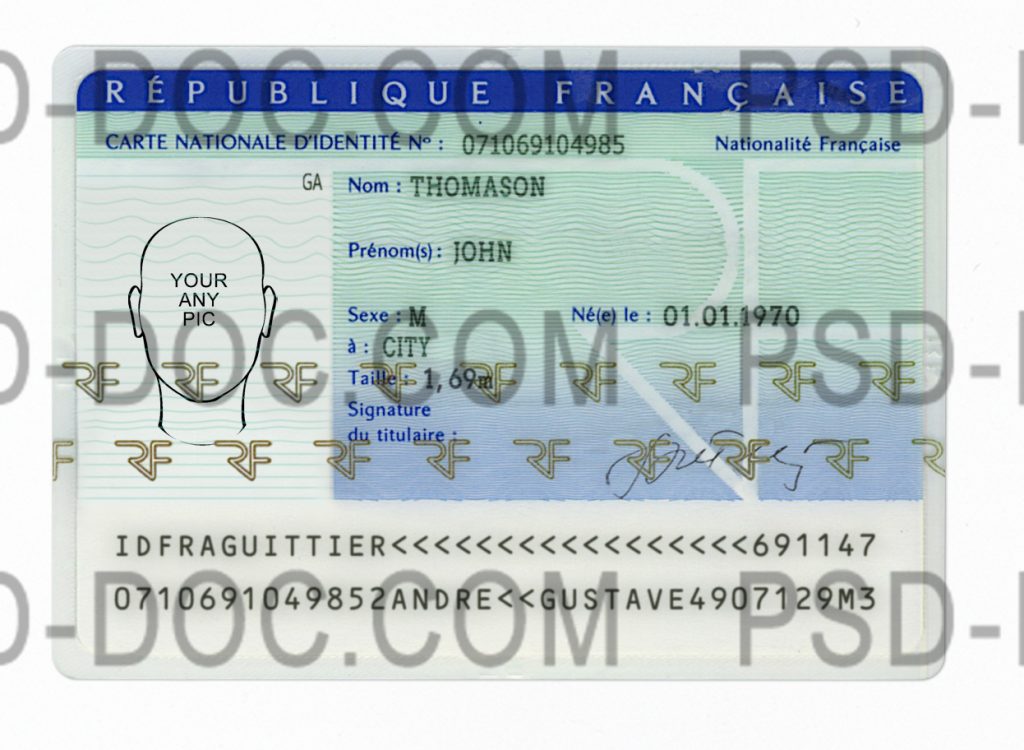 ID card France front + back - PSD Store