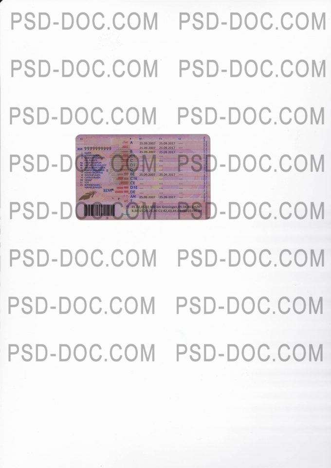 NL Driver License front + back - PSD Store