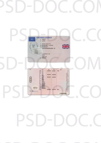 UK Driver License front + back - PSD Store