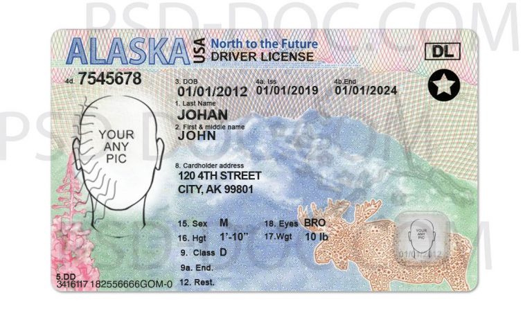 USA Alaska Driver License front + back - PSD Store