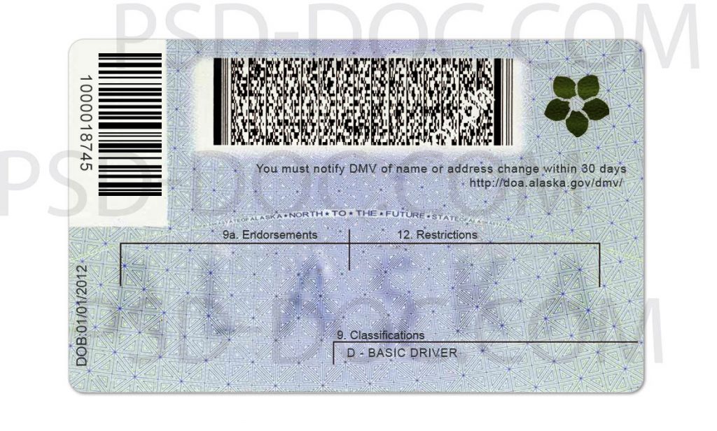 USA Alaska Driver License front + back - PSD Store