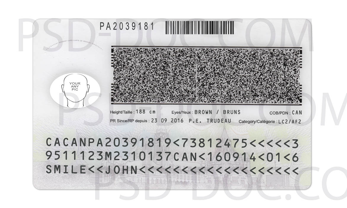 ID card Canada front + back - PSD Store
