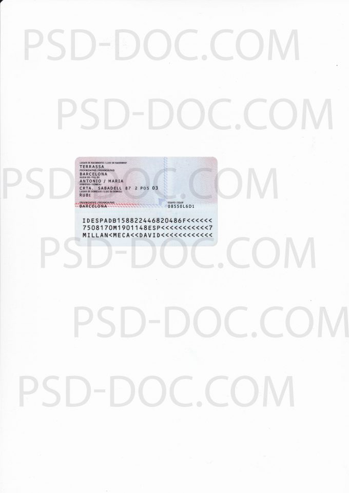 ID card Spain front + back - PSD Store