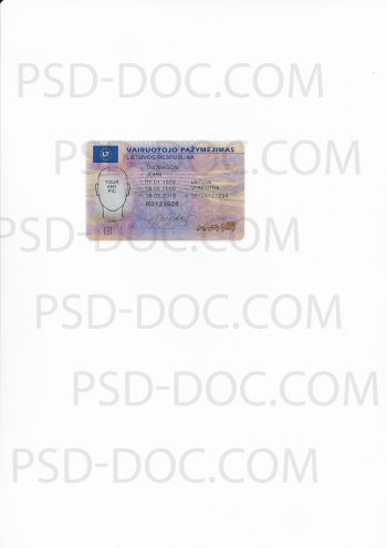 Lithuania Driver License front + back - PSD Store