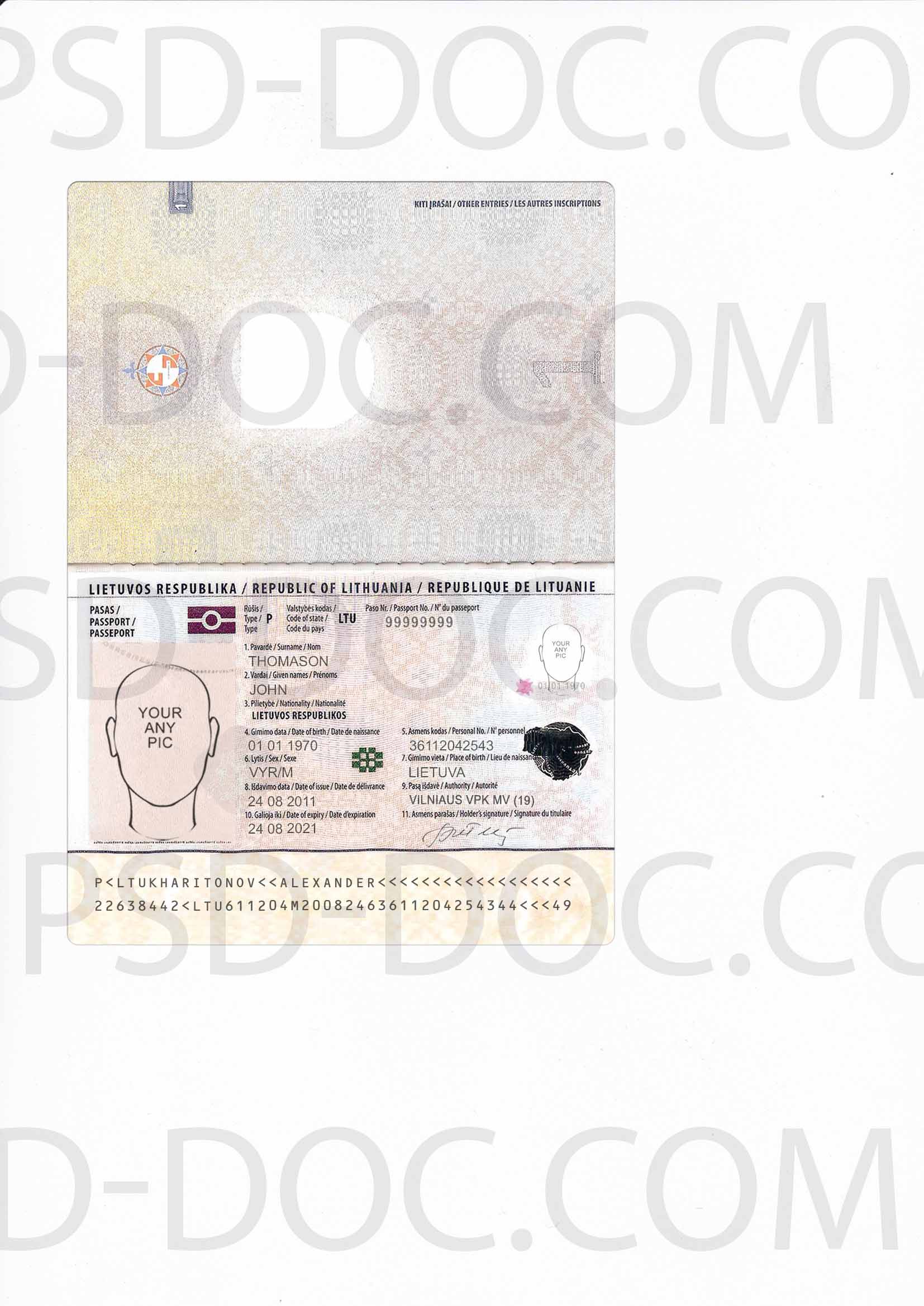 Passport Lithuania - PSD Store
