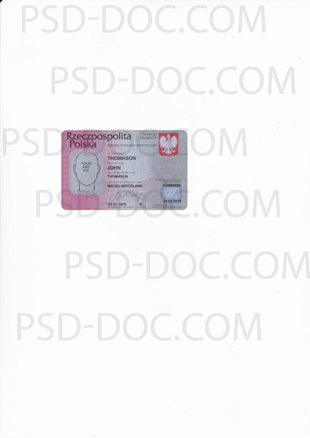 ID card Poland front + back - PSD Store