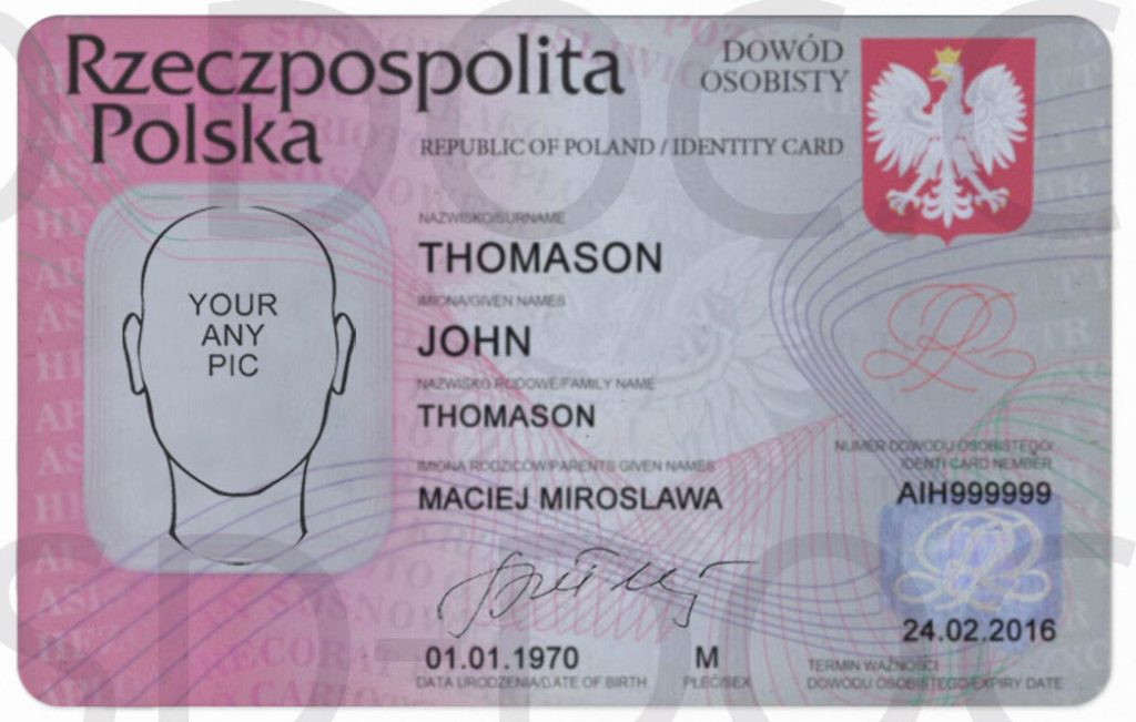 ID card Poland front + back - PSD Store
