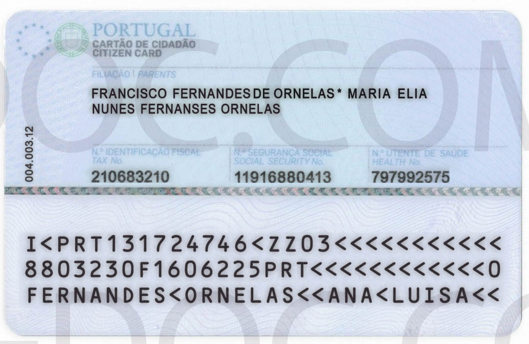 ID card Portugal front + back - PSD Store