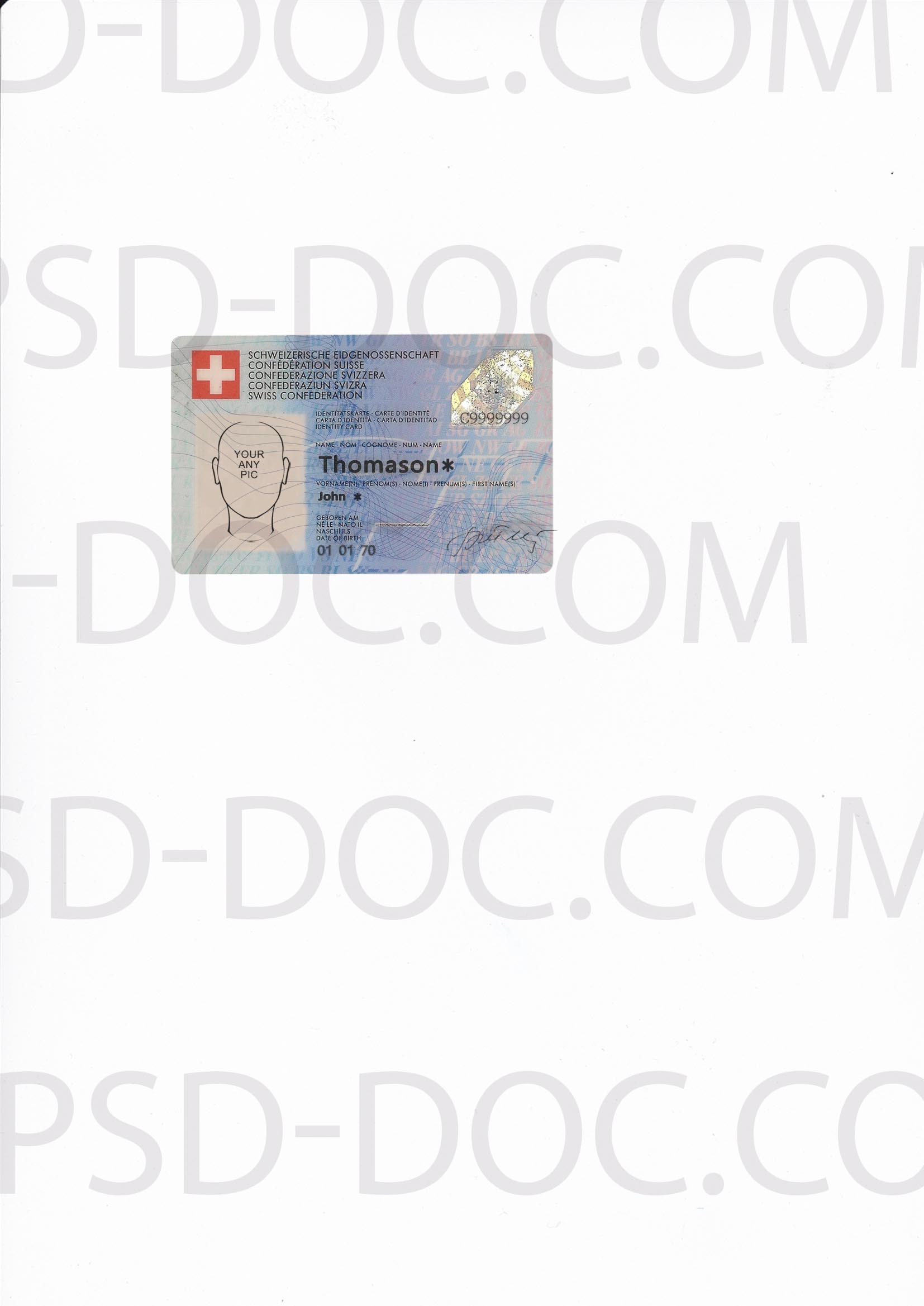 ID card Switzerland front + back - PSD Store