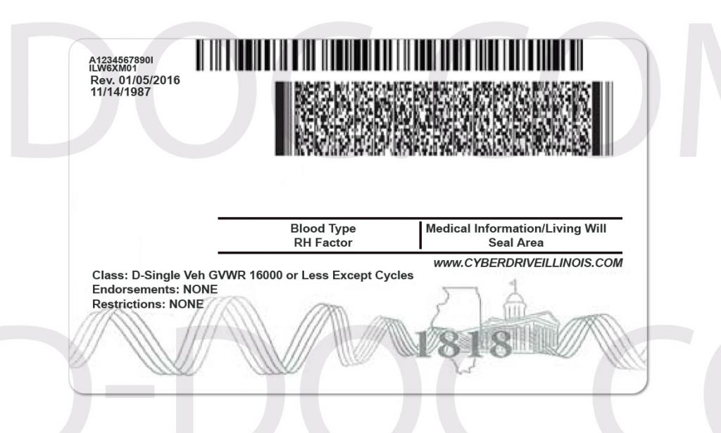 USA Illinois Driver License front back sides - PSD Store