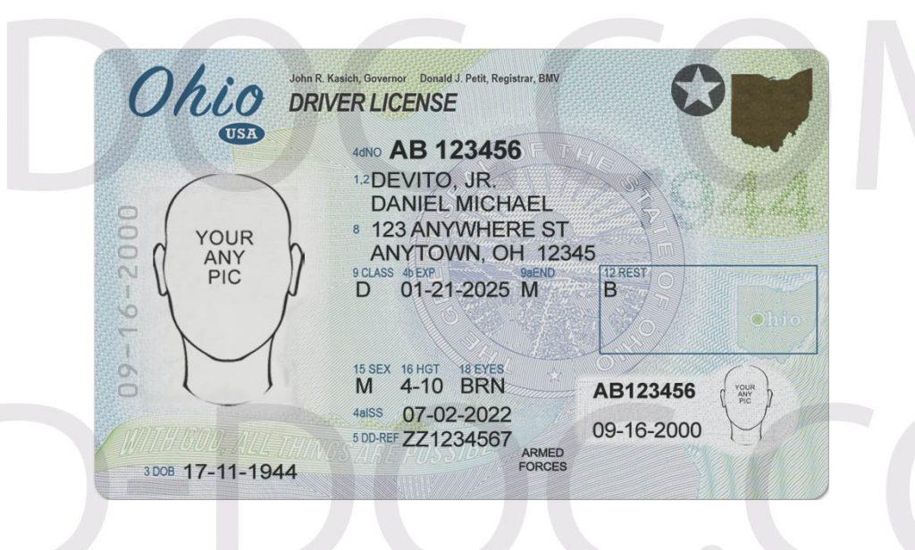 USA Ohio Driver License front back sides - PSD Store