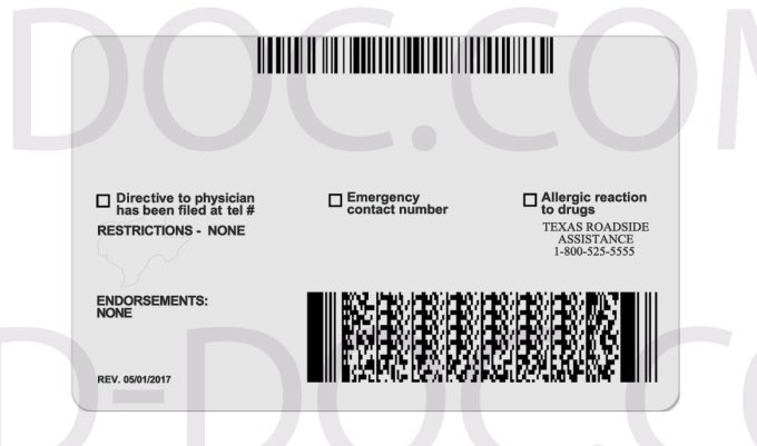 USA Texas Driver License front back sides - PSD Store