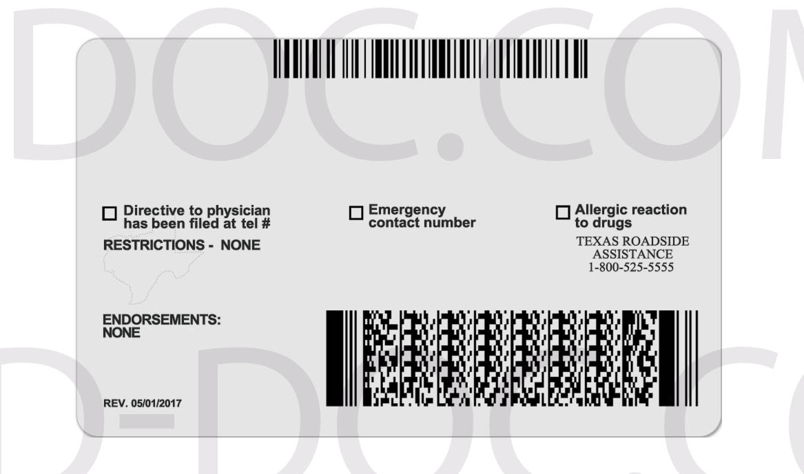 USA Texas Driver License front back sides - PSD Store