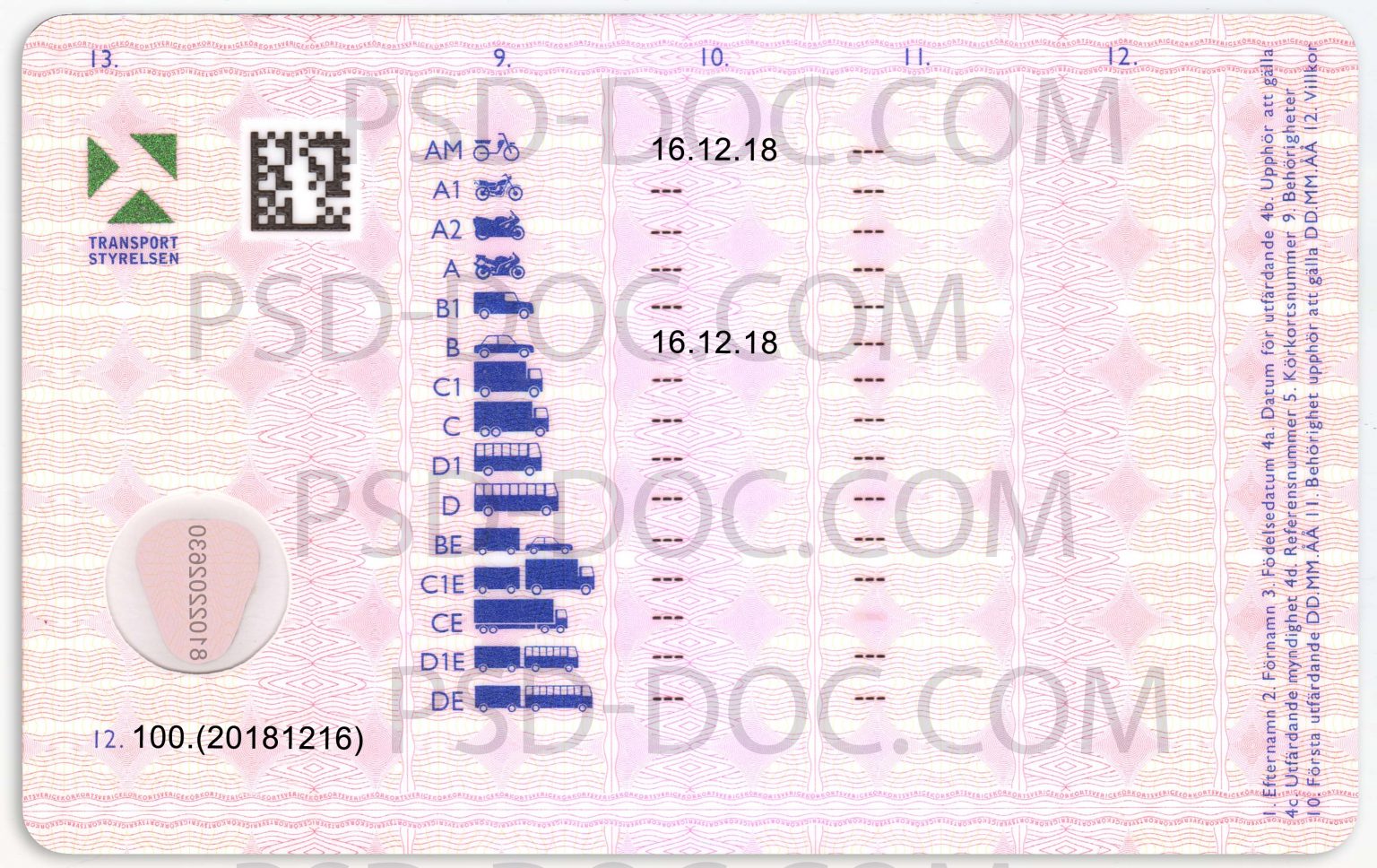 Sweden Driver License front+back PSD - PSD Store