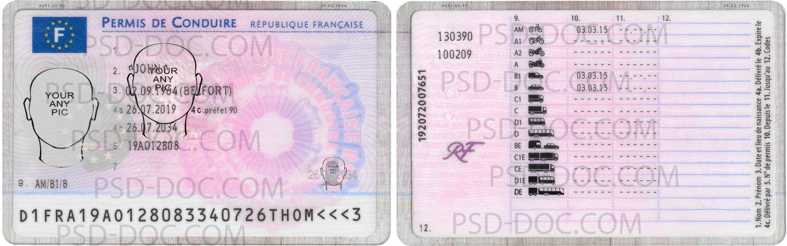 France Driver License - PSD Store