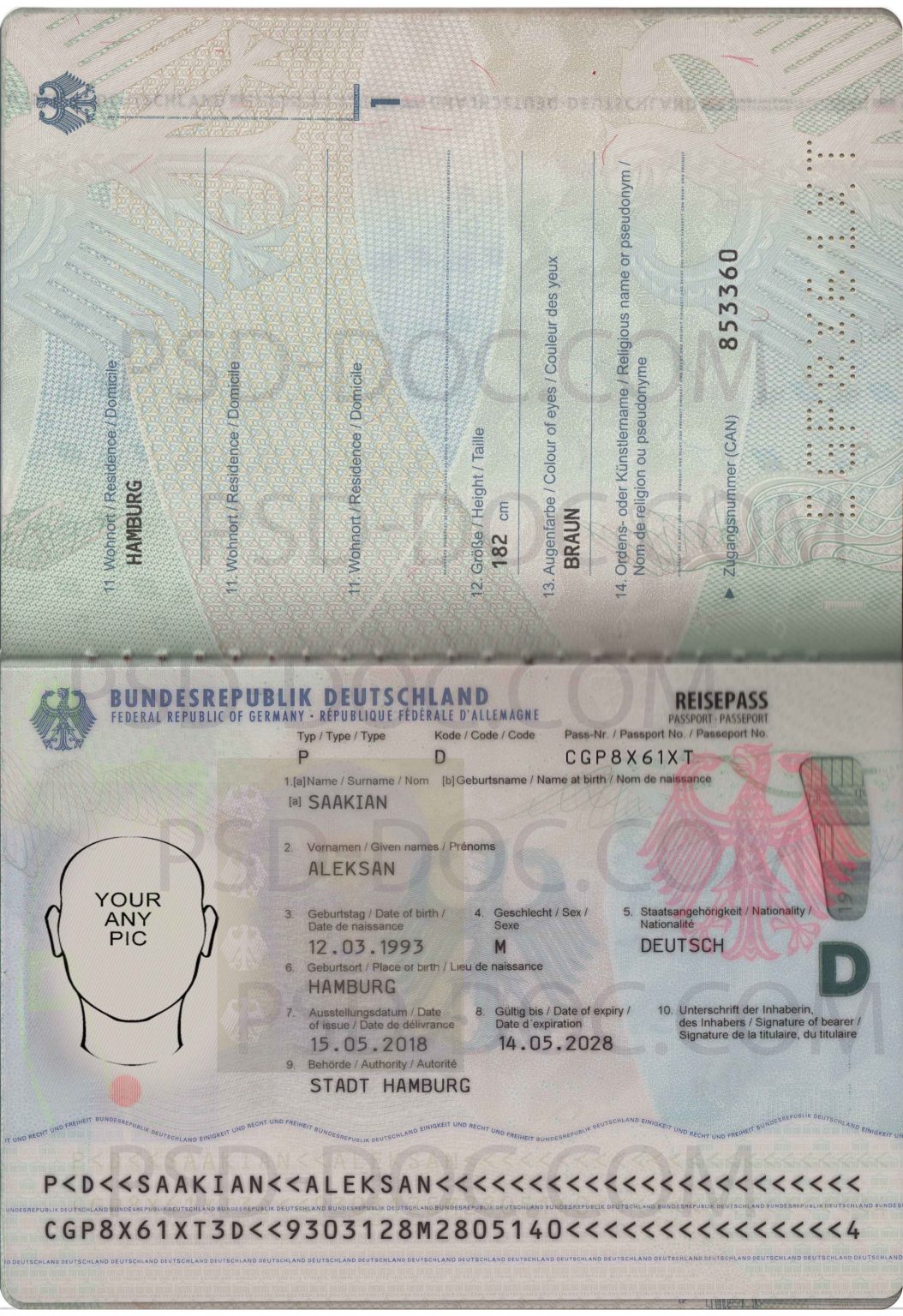German passport 2017 PSD - PSD Store