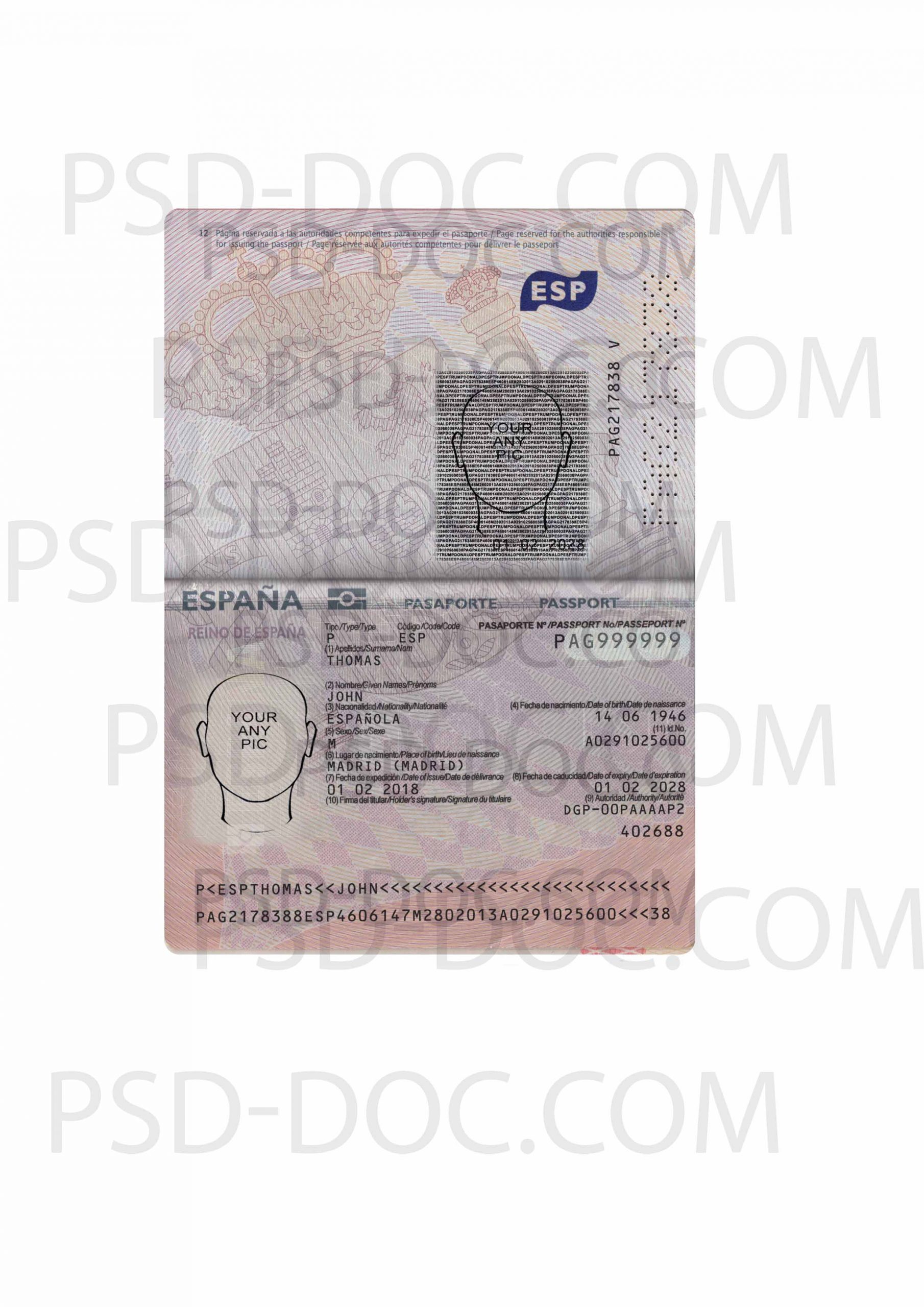 Spanish passport 2015 PSD - PSD Store
