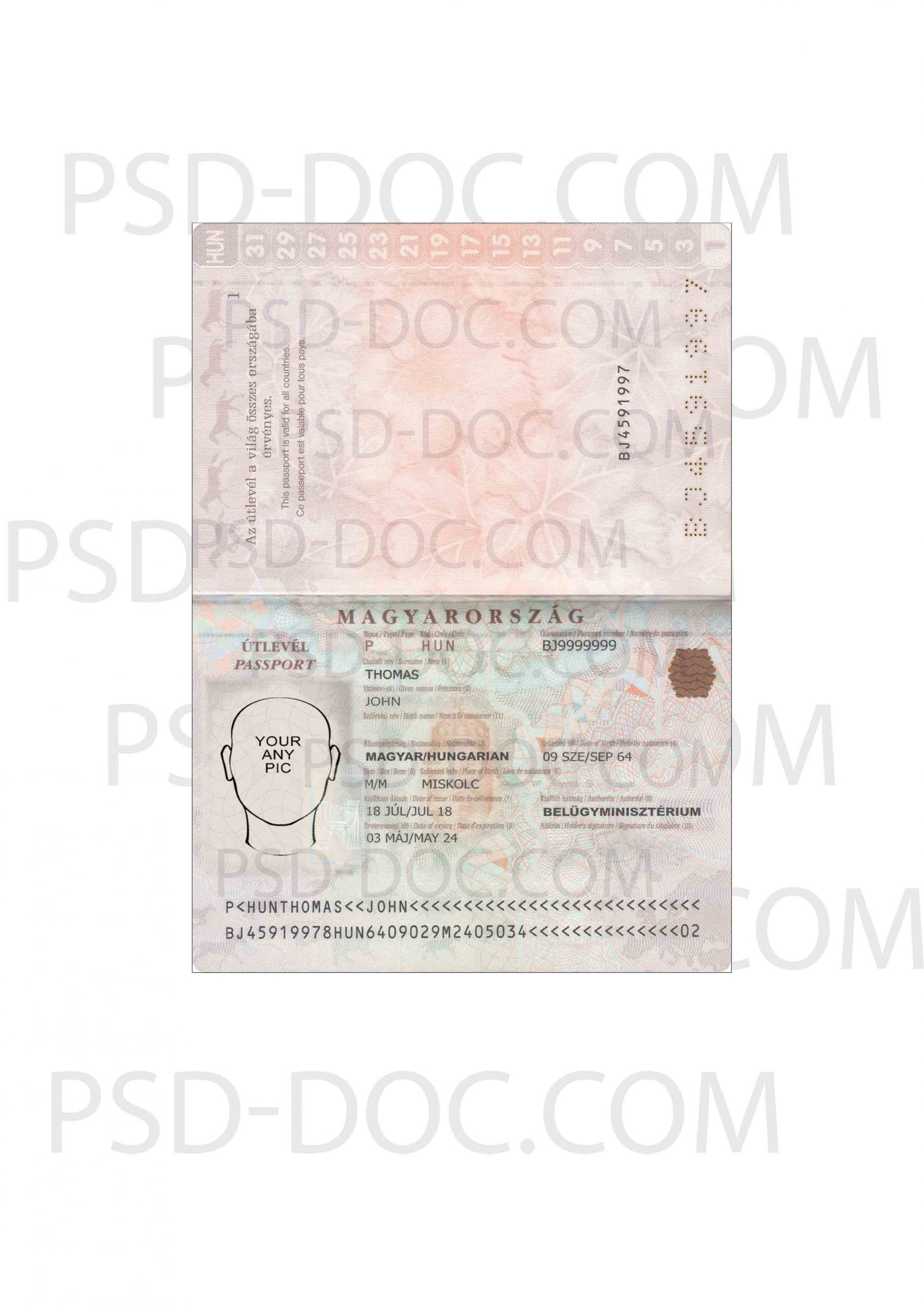 Hungarian passport 2012 PSD - PSD Store