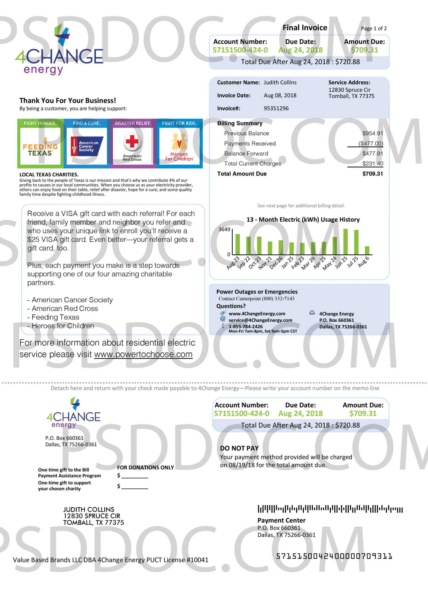 Utility bill USA - 4change (energy) - PSD Store
