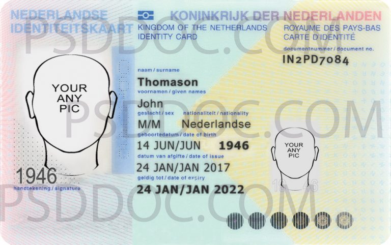 Netherlands ID Card PSD front+back - PSD Store